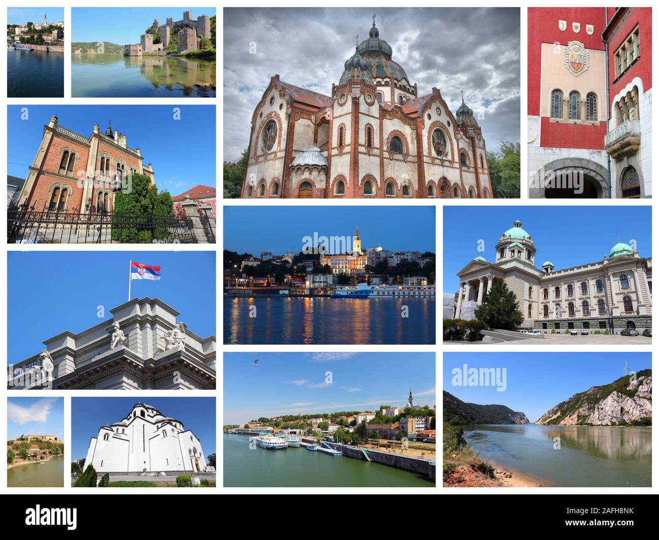 Serbia country photo collage. Travel photos set with Belgrade (capital ...