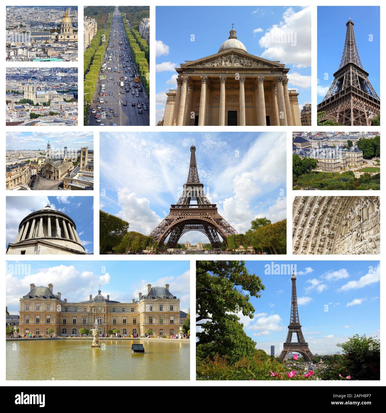 Paris, France - travel photo collage with Pantheon, Luxembourg Palace ...