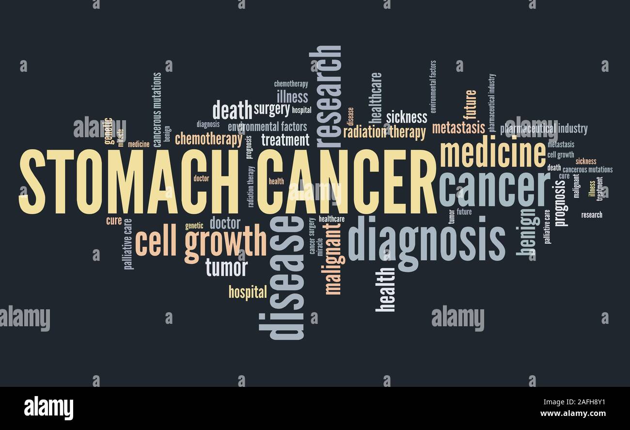 Stomach cancer word collage concept. Serious disease treatment Stock ...