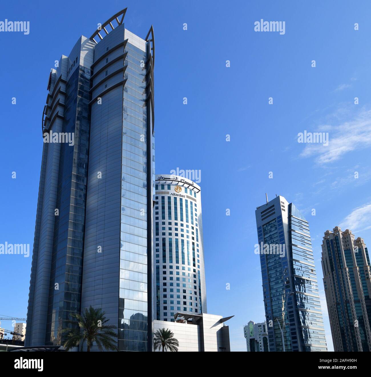 Doha, Qatar - Nov 24. 2019. Alfardan Office Tower WORK and Ministry of ...
