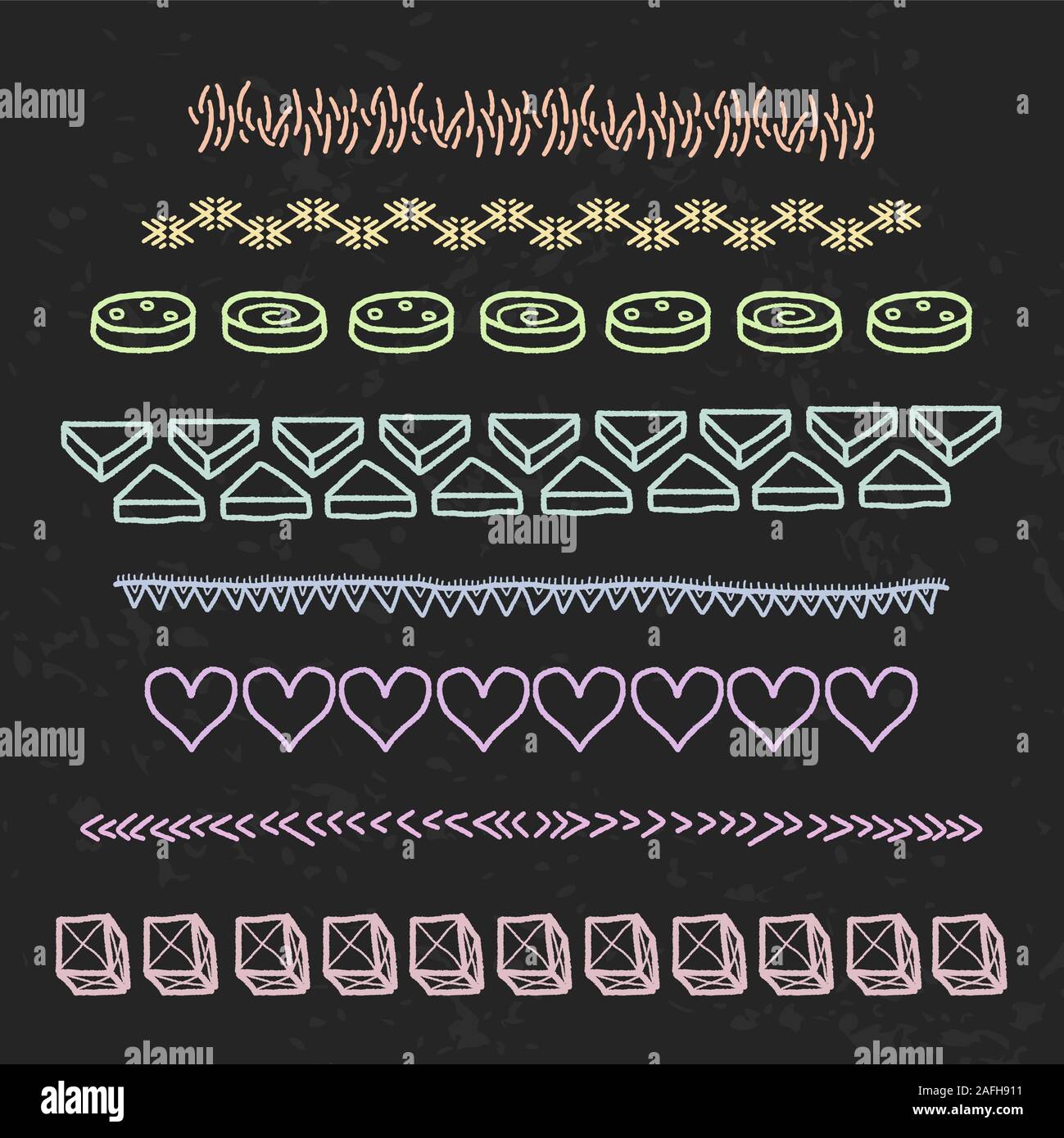 Collection of decorative borders illustration. Doodle divider or text ...