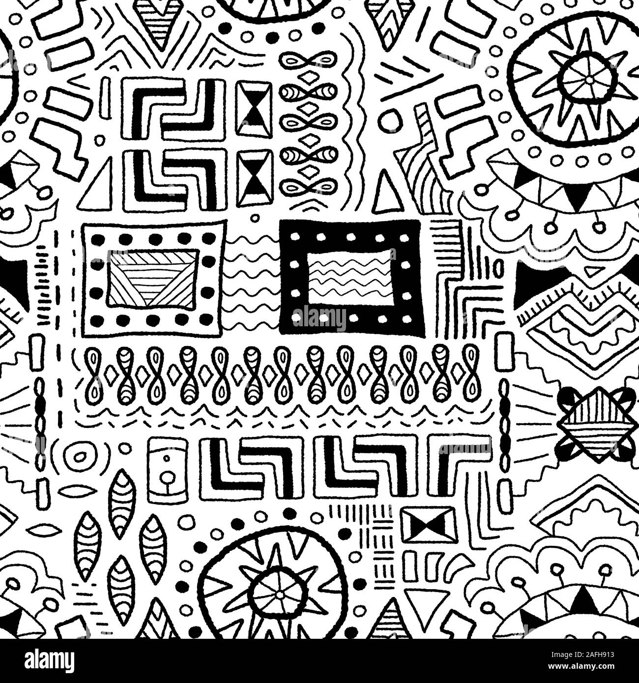 African Pattern Black And White