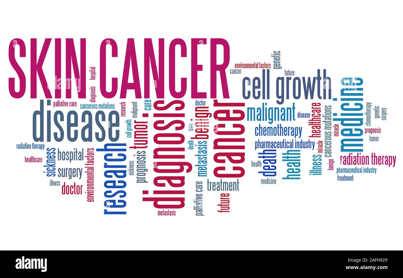 Skin cancer word collage concept. Serious disease treatment Stock Photo ...