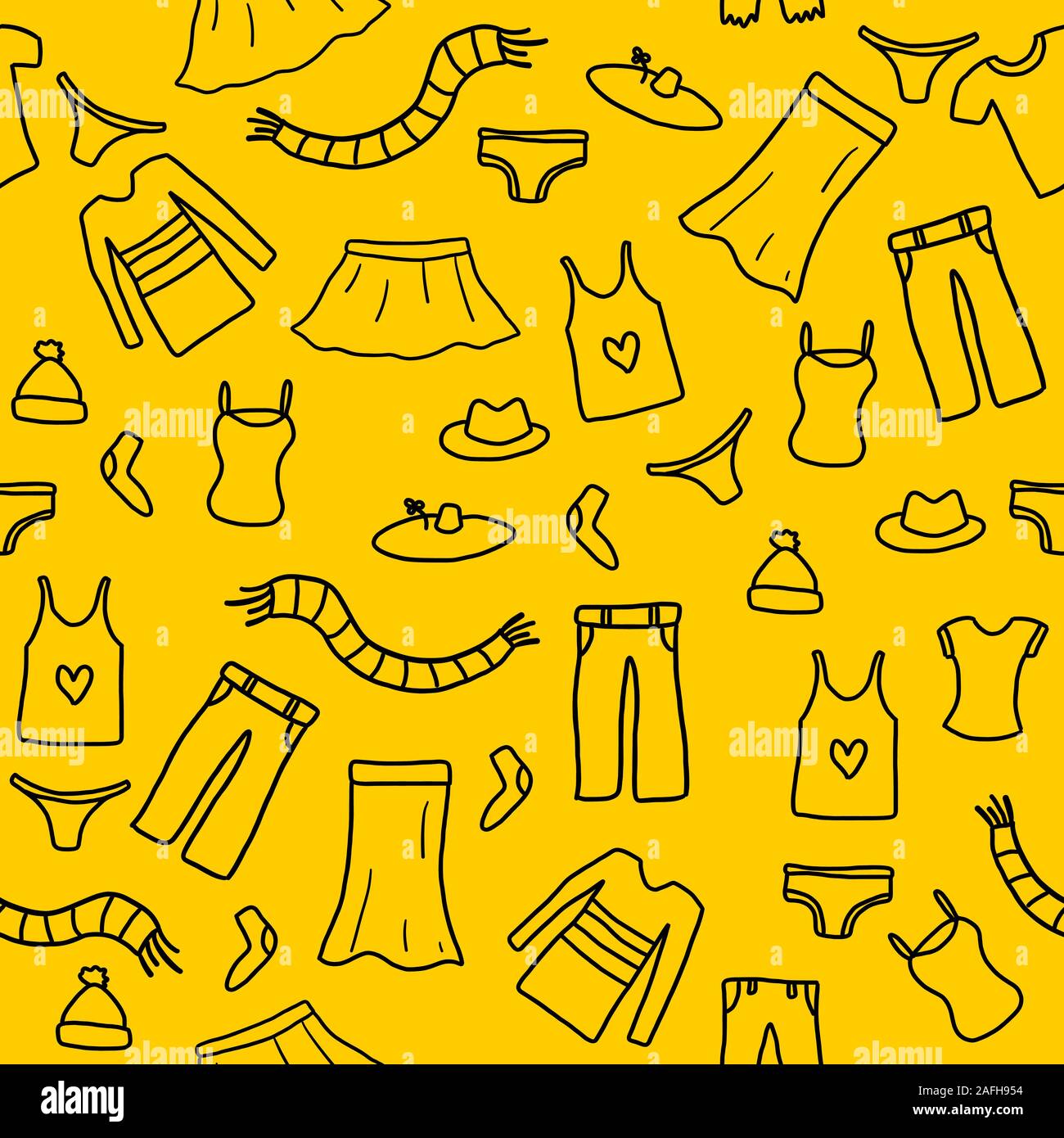 Seamless pattern fashion, clothes and accessories icons and symbols ...
