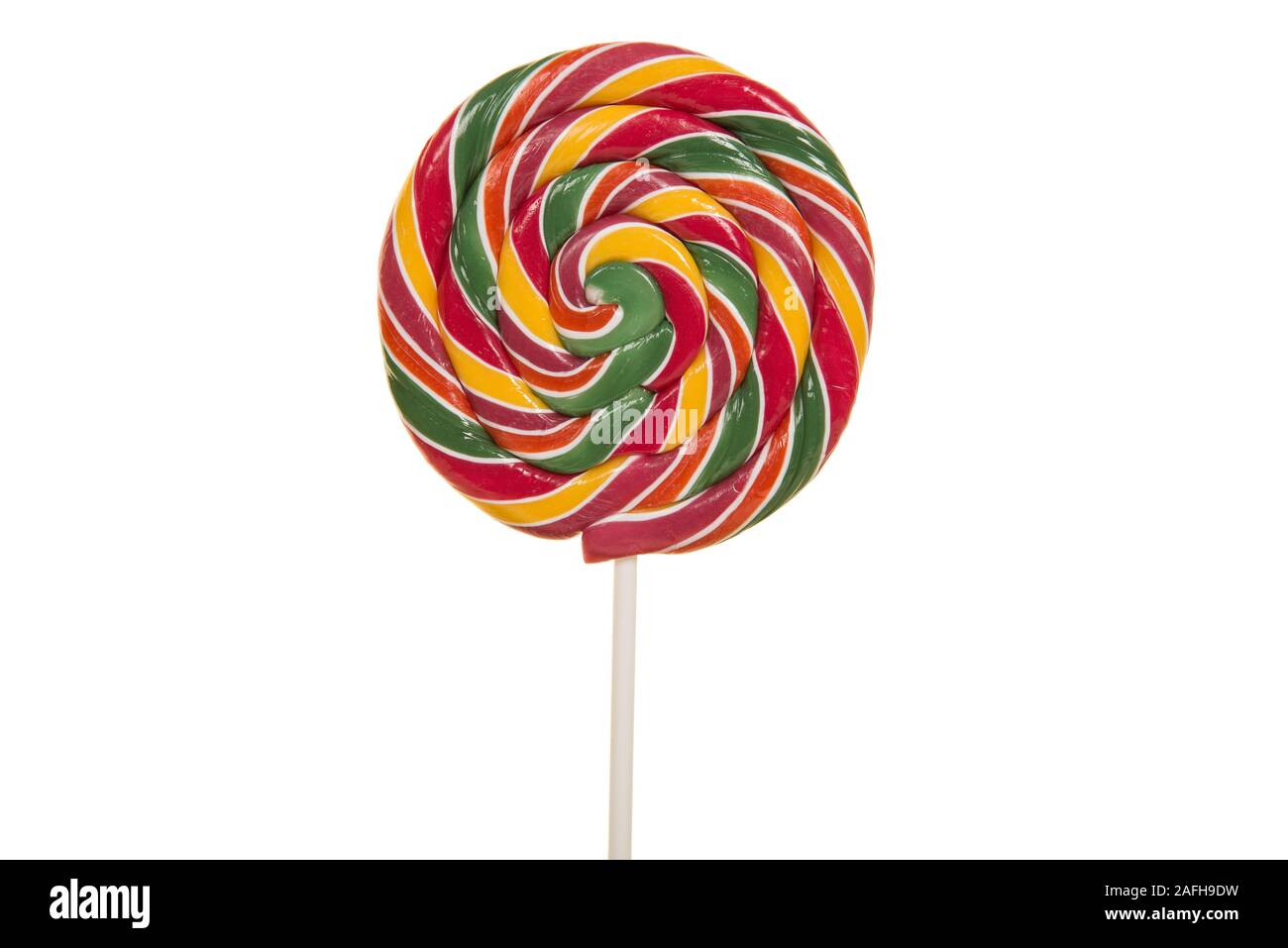 Round colorful lollipop on a white background Stock Photo - Alamy