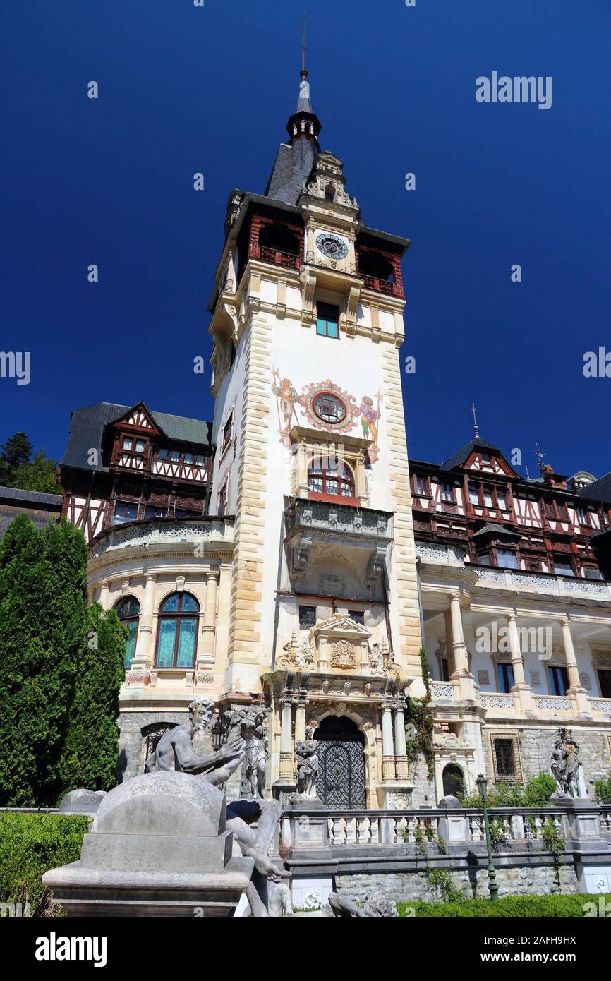 Romania landmark - Peles Castle. Renaissance revival style architecture ...