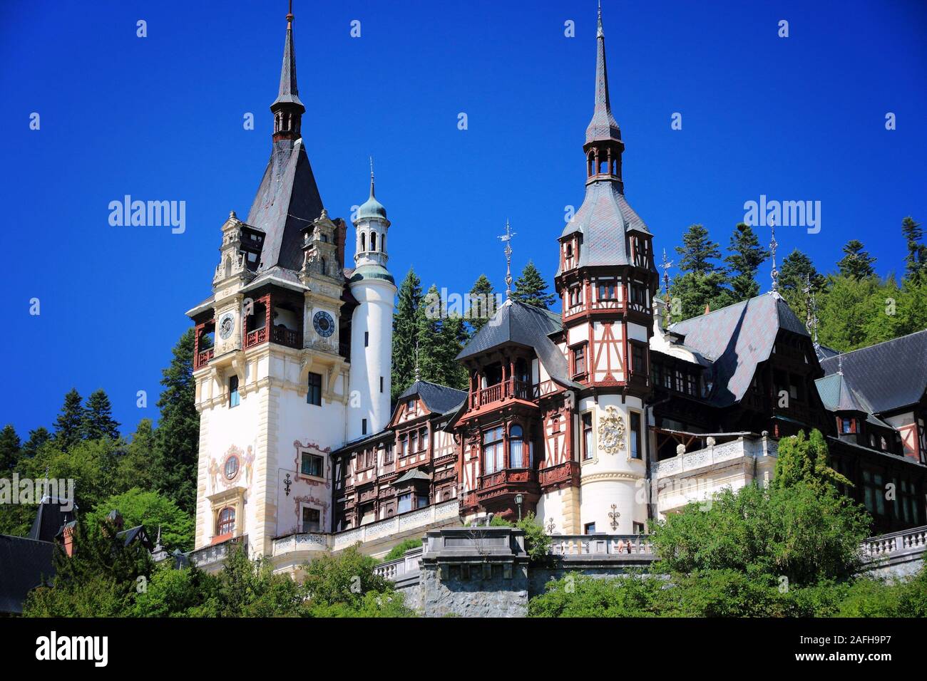 Castle in Romania. Peles Castle is a beautiful Neo-Renaissance landmark ...