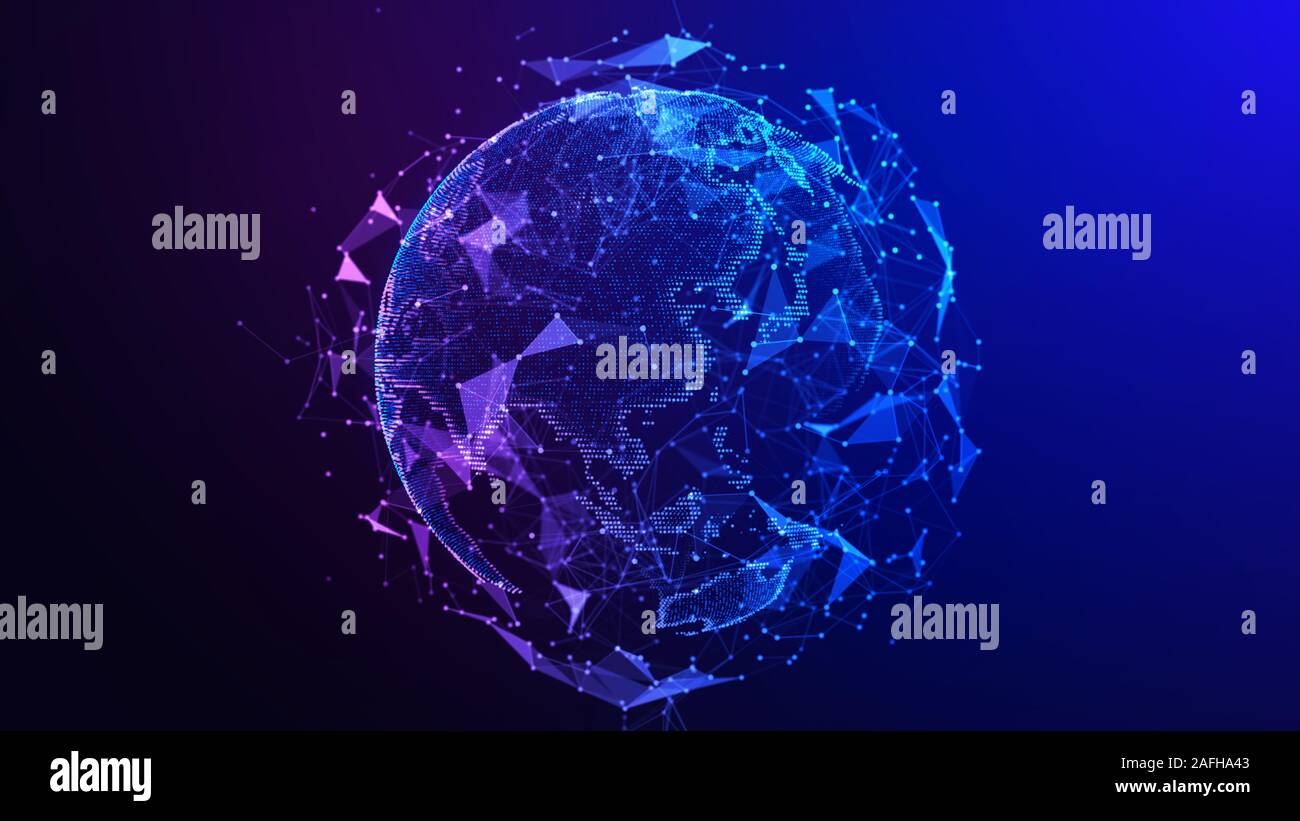 Concept background with planet Earth. Internet and technology. Blue ...