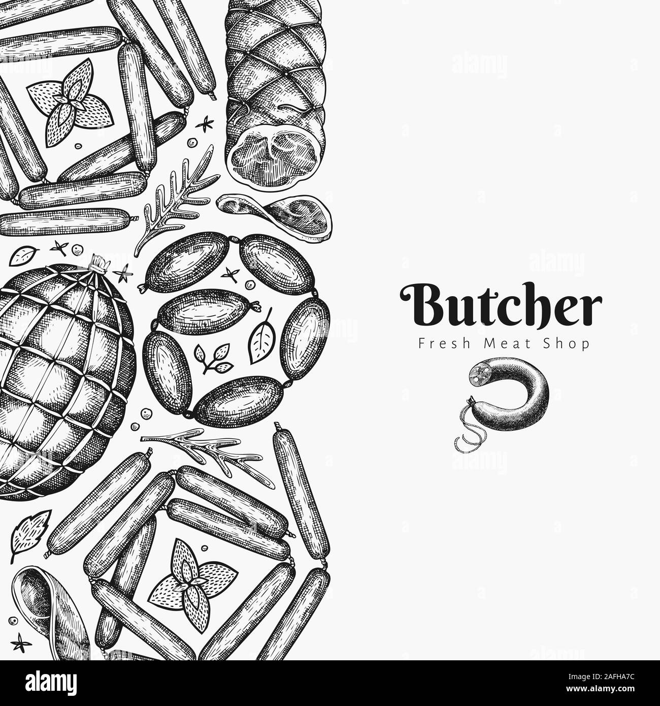 Vintage wurst logo hi-res stock photography and images - Alamy