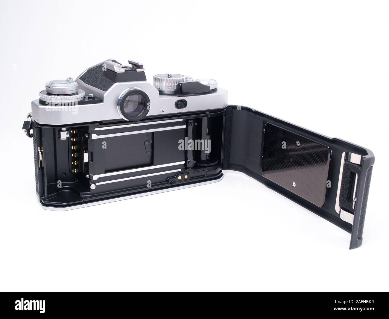 Close-up of classic analogue film camera against white background Stock ...