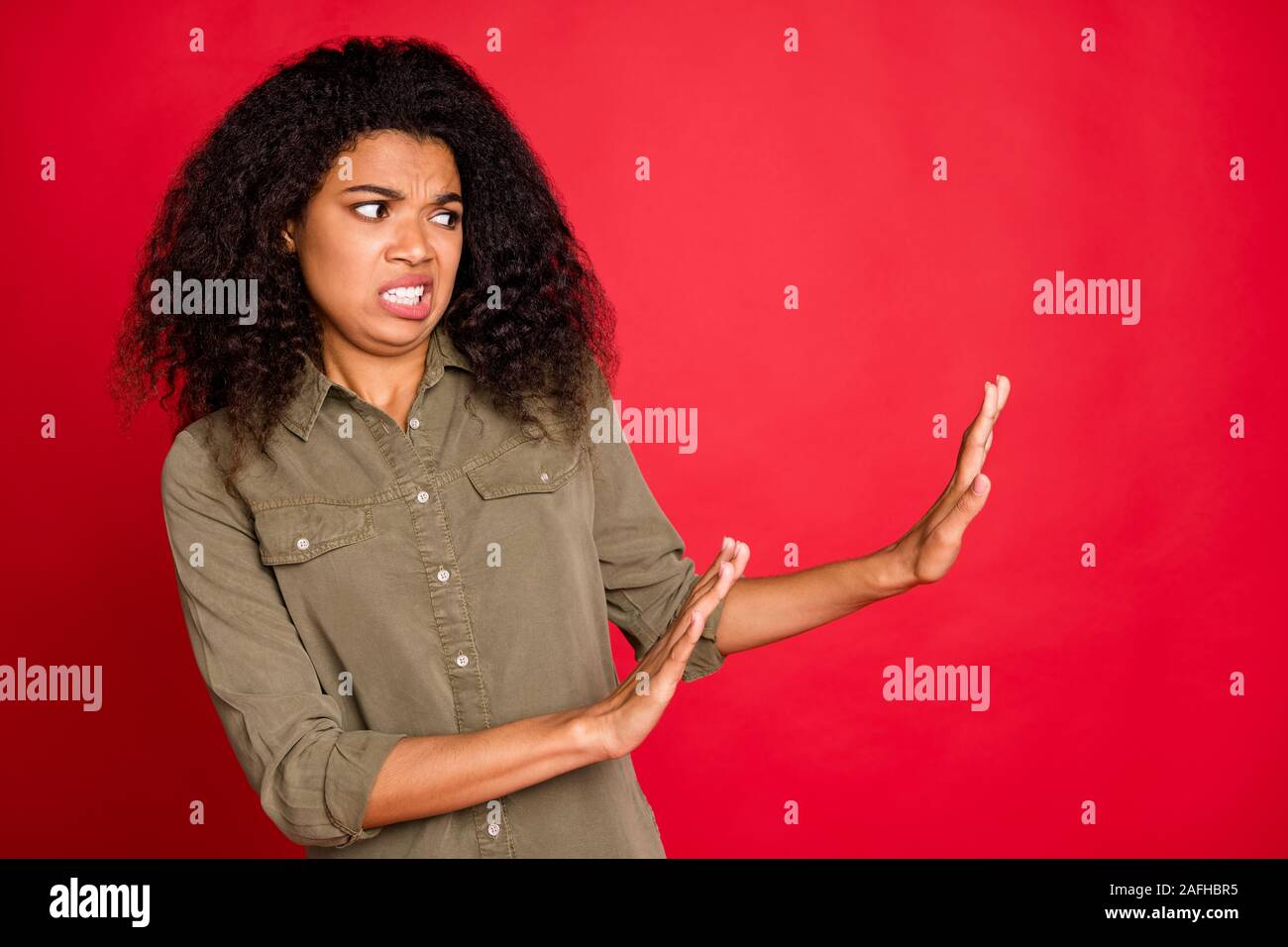 Photo of discontented scared afraid horrified expressing emotions of ...