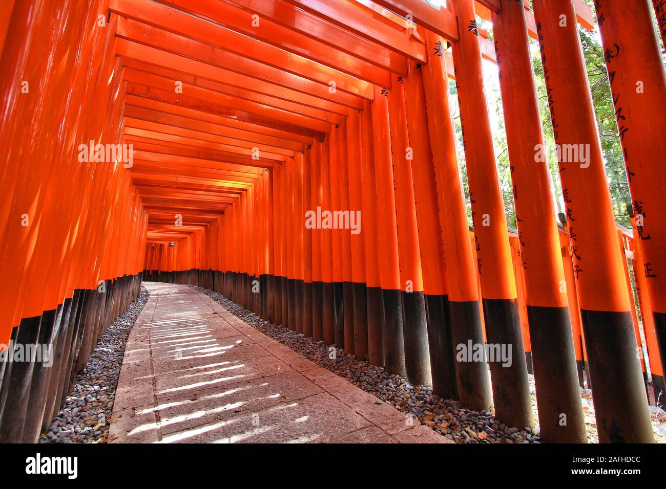 KYOTO, JAPAN - APRIL 18, 2012: Fushimi-Inari Taisha shrine torii gates ...