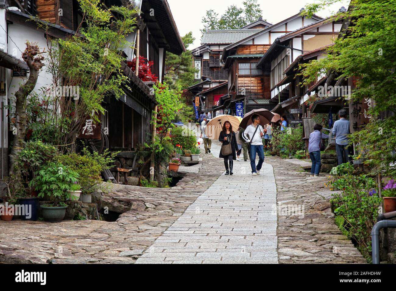 MAGOME, JAPAN - MAY 2, 2012: People visit old town of Magome. Magome ...