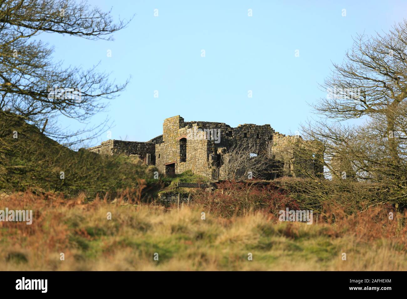 Abandoned quarry building on Brown Clee hill, Shropshire, England, UK ...