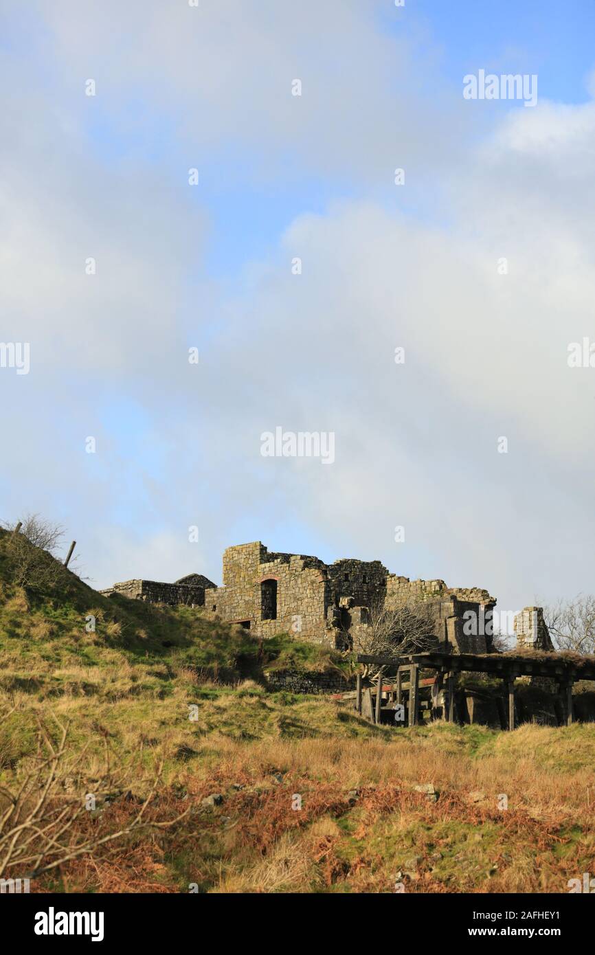 Abandoned quarry building on Brown Clee hill, Shropshire, England, UK ...