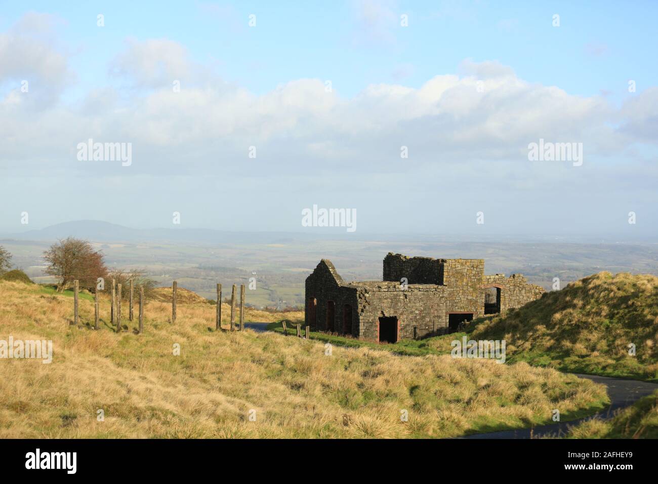 Abandoned quarry building on Brown Clee hill, Shropshire, England, UK ...