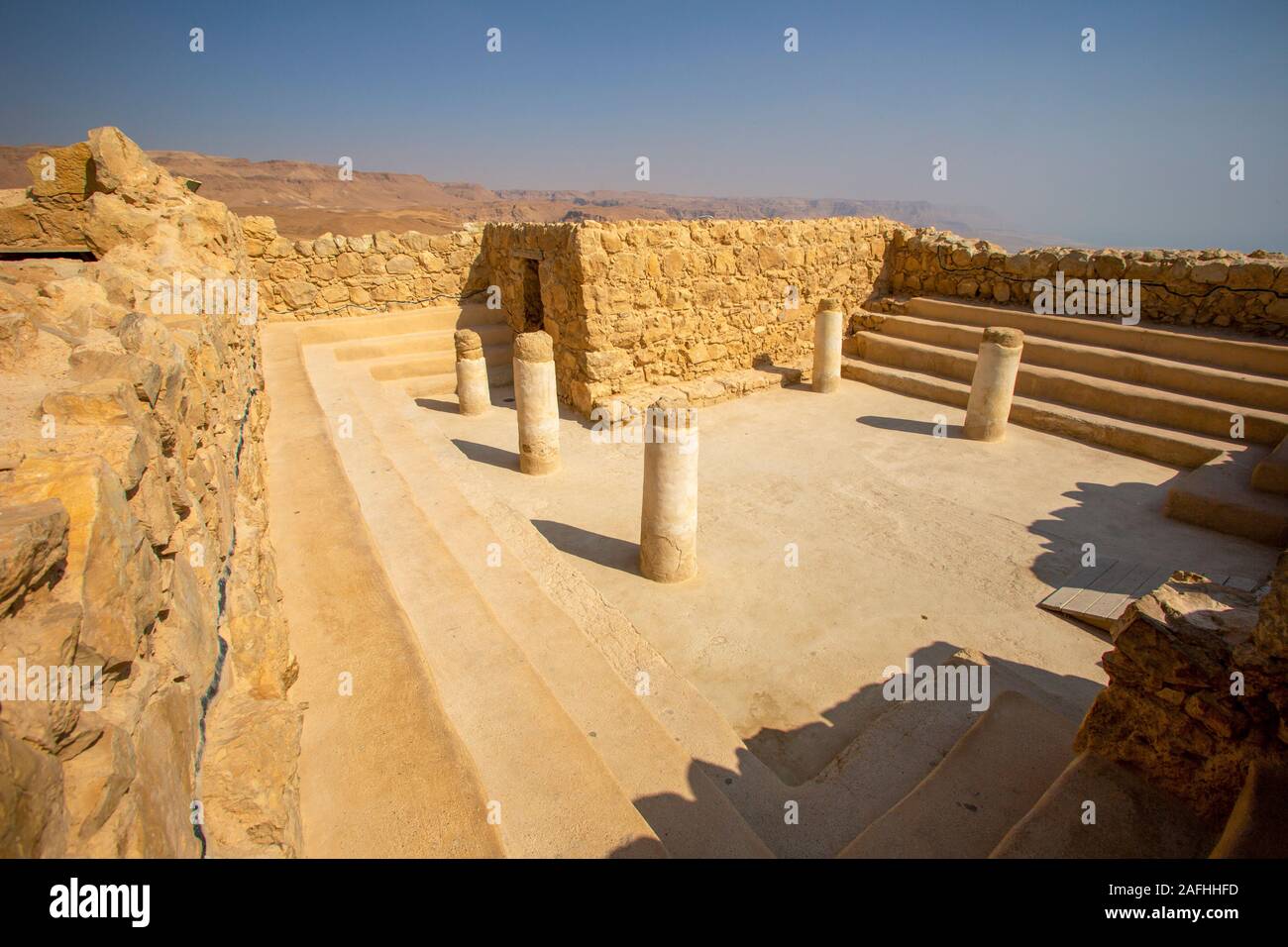 The synagogue at Masada national park, Israel Stock Photo - Alamy