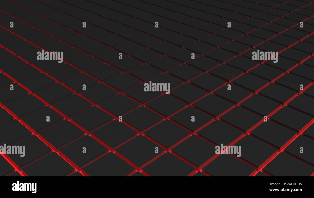 Background with black squares and red light lines - 3D rendering ...