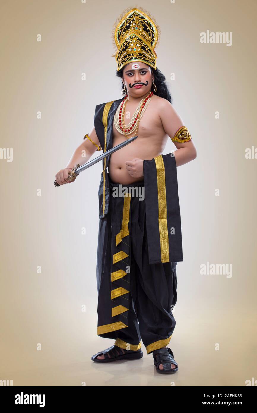 child dressed up as Ravan Stock Photo - Alamy