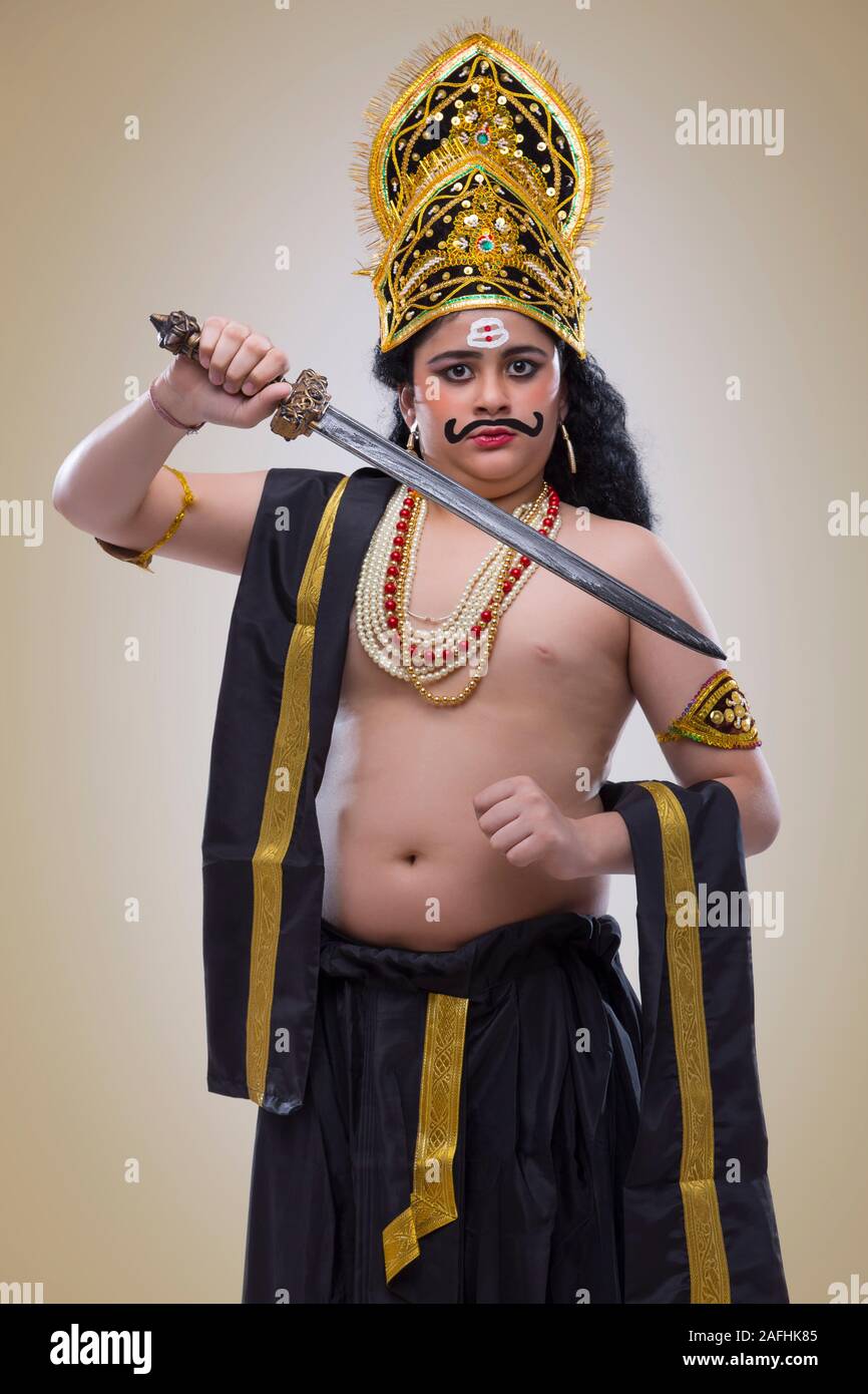 child dressed up as Ravan Stock Photo - Alamy