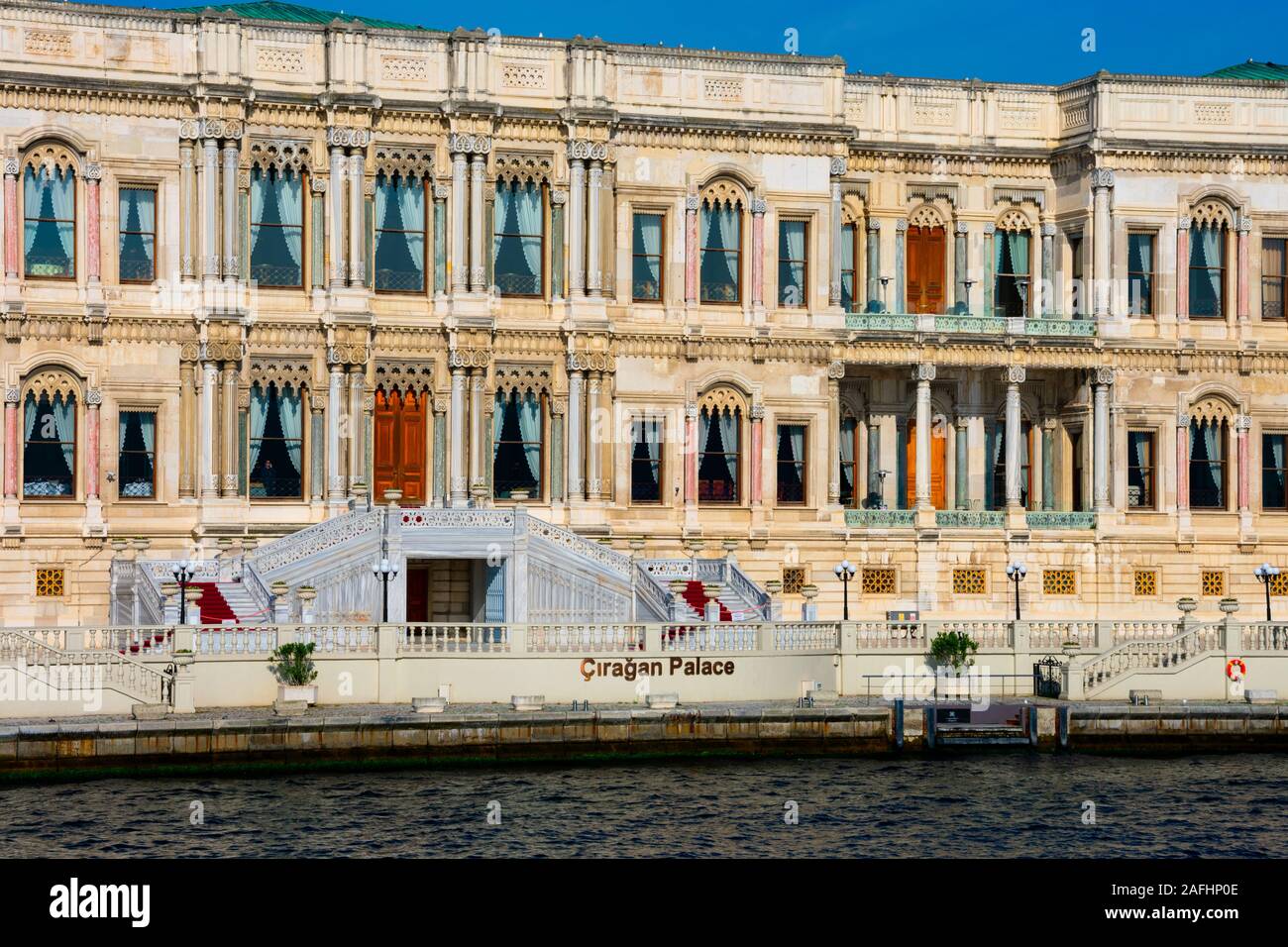 Istanbul, Turkey. November 21, 2019. Ciragan Palace (Ciragan Sarayi) a ...