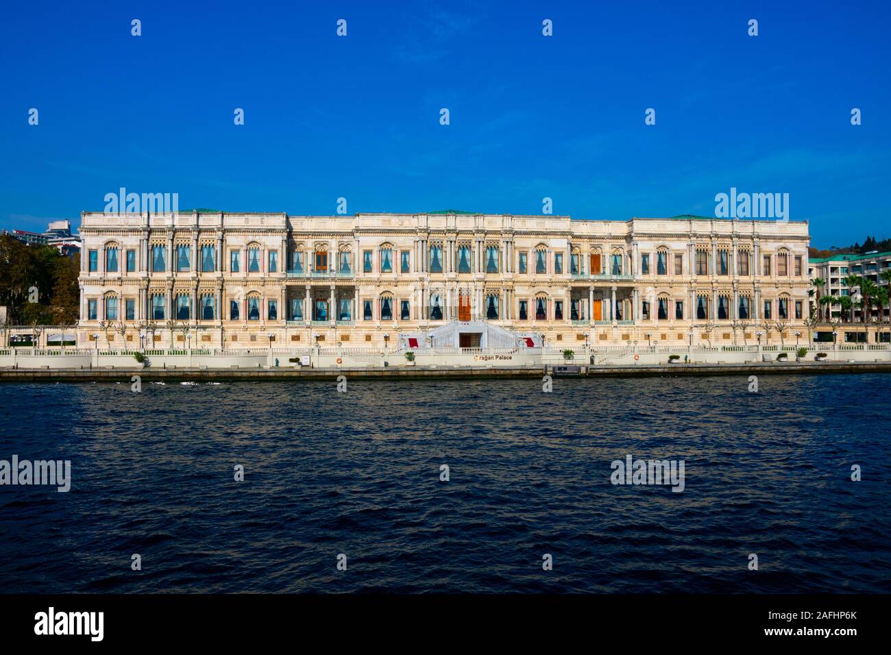 Istanbul, Turkey. November 21, 2019. Ciragan Palace (Ciragan Sarayi) a ...