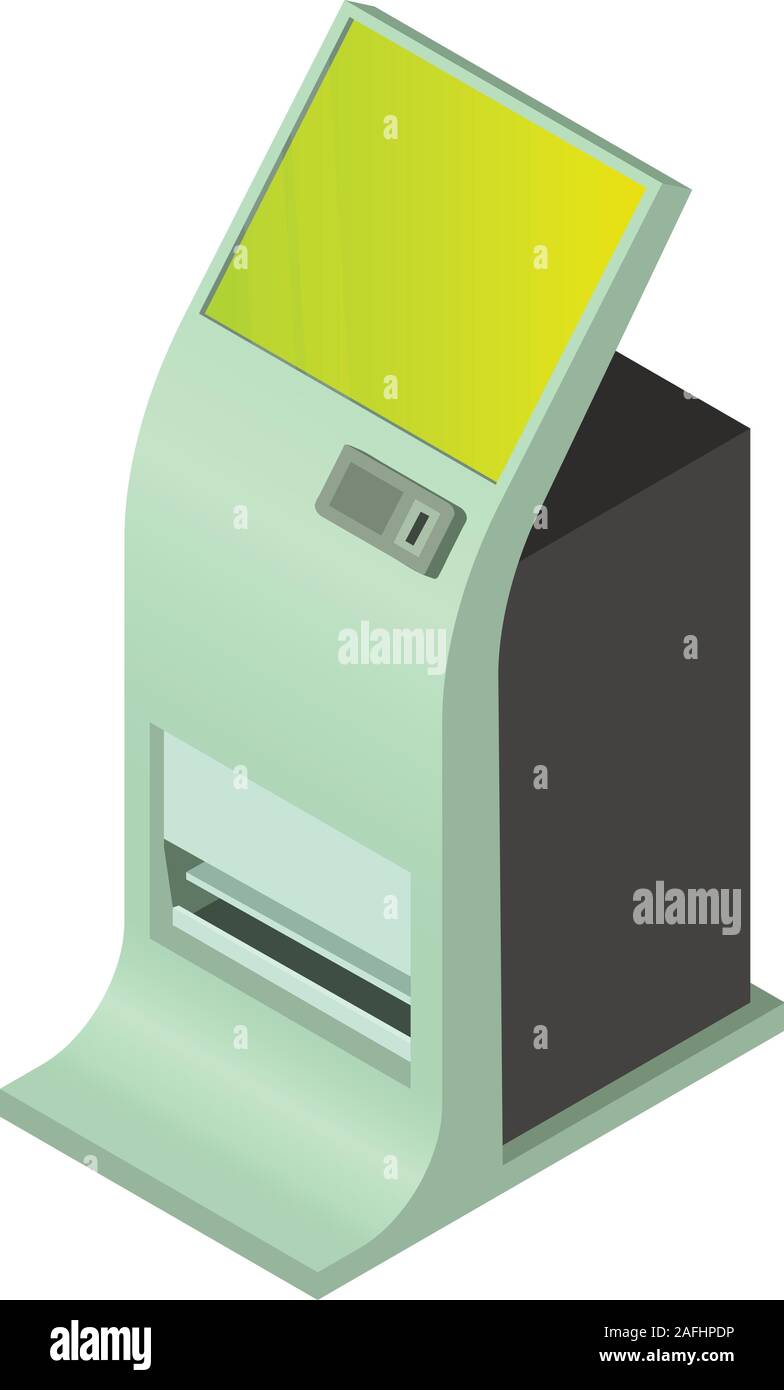 Computer kiosk icon. Isometric of computer kiosk vector icon for web ...