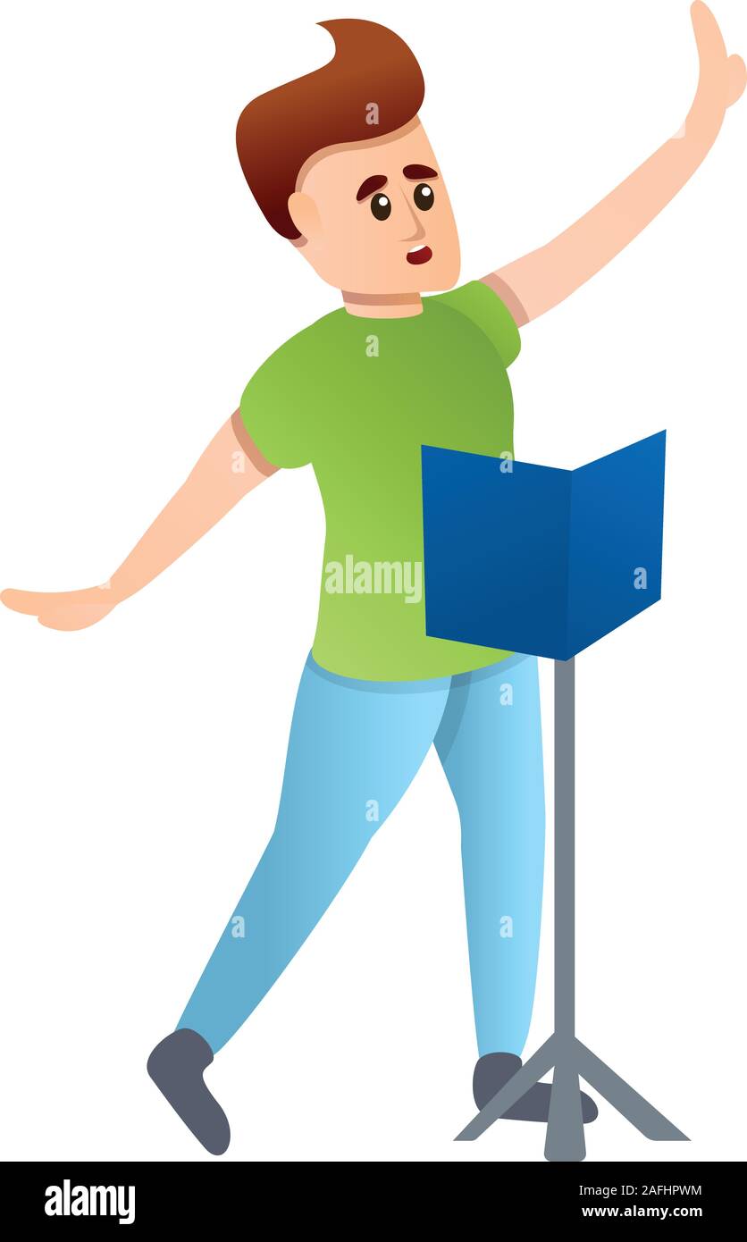 Boy singing music notes icon. Cartoon of boy singing music notes vector ...