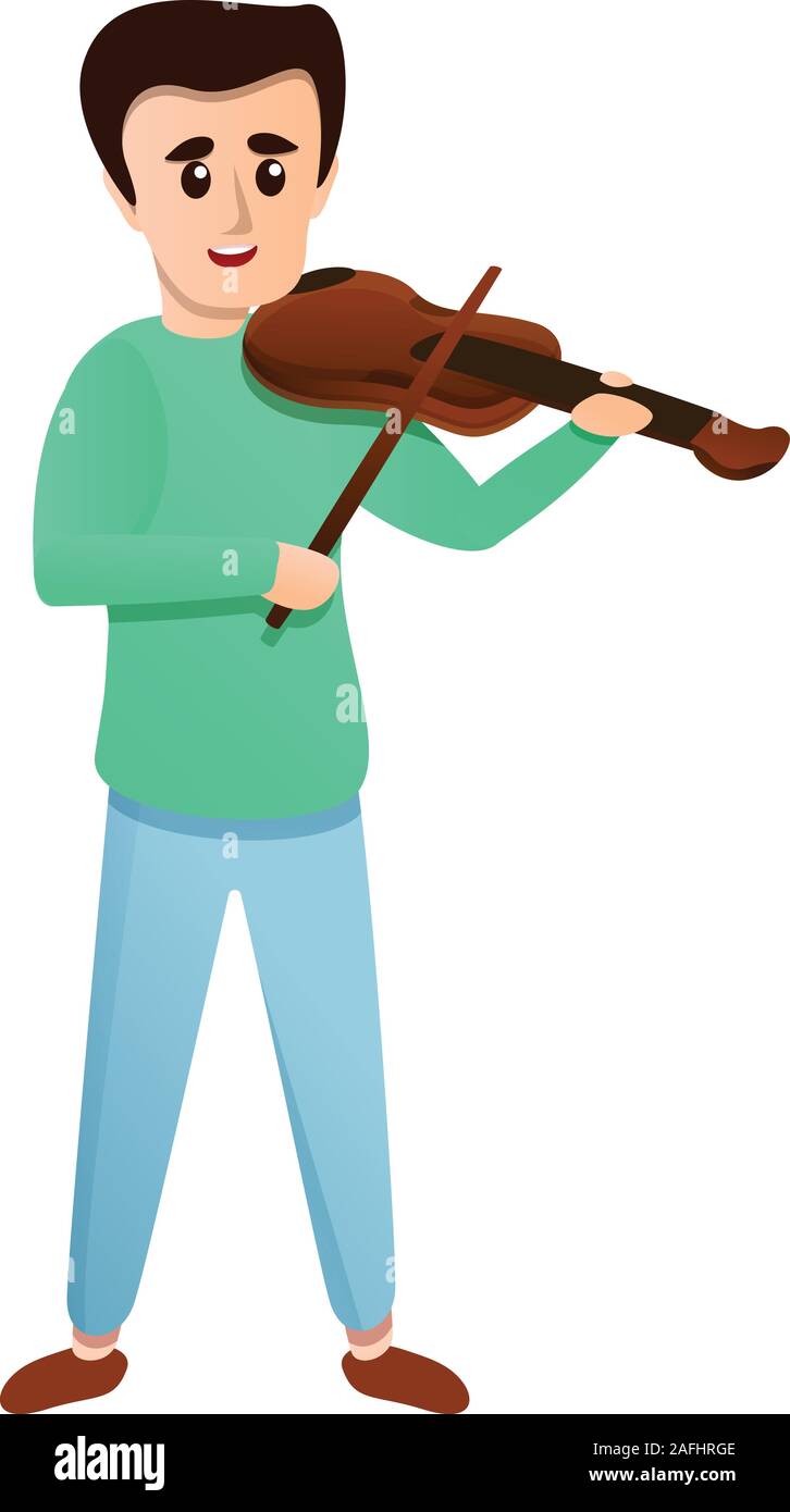 Boy playing violin icon. Cartoon of boy playing violin vector icon for ...