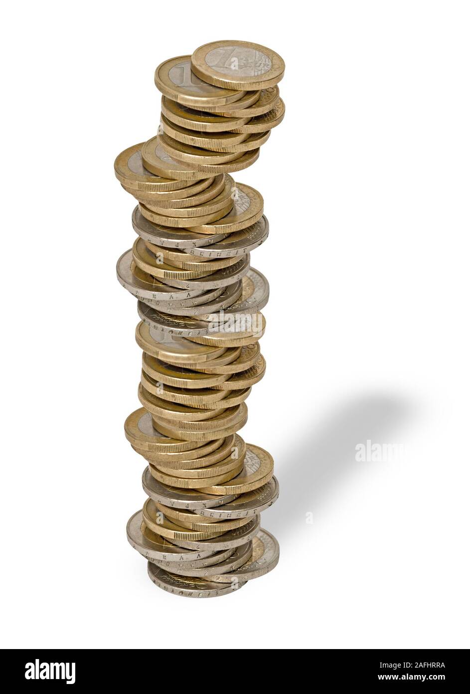 Tower from euro coins Stock Photo - Alamy