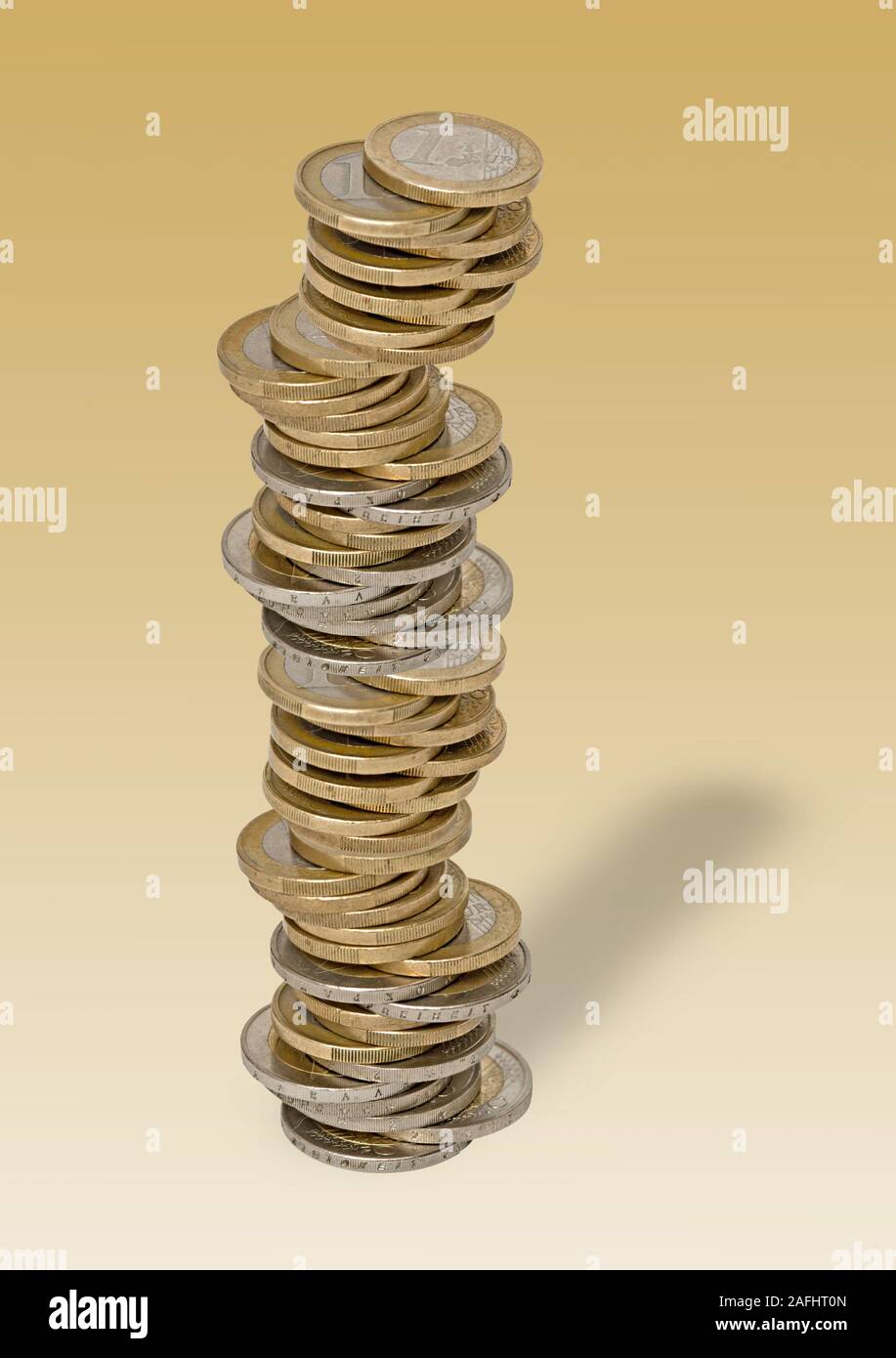 Tower from euro coins Stock Photo - Alamy