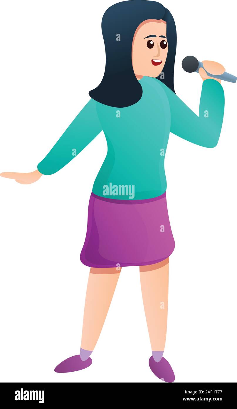 Woman singing song icon. Cartoon of woman singing song vector icon for ...