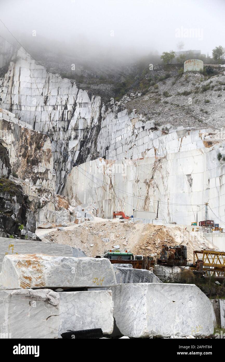 Carrara, Italy - marble quarry in Fantiscritti valley. Marble works of ...