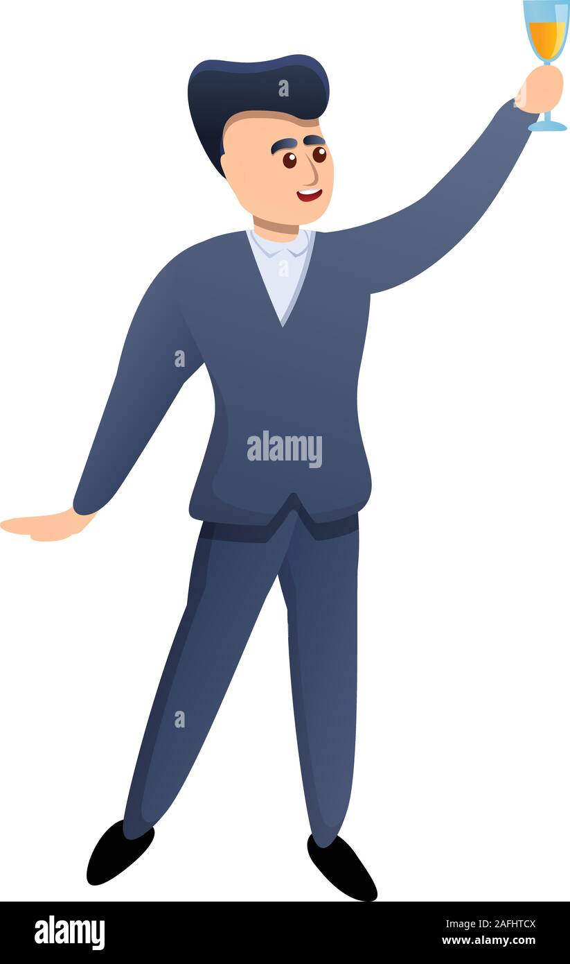 Team manager champagne toast icon. Cartoon of team manager champagne ...