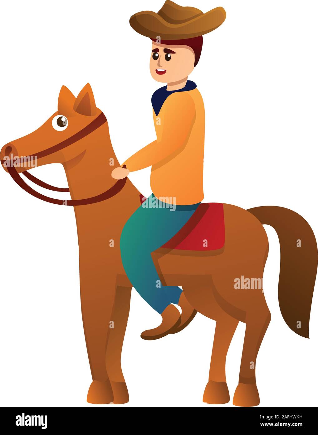 Cowboy on horse icon. Cartoon of cowboy on horse vector icon for web ...