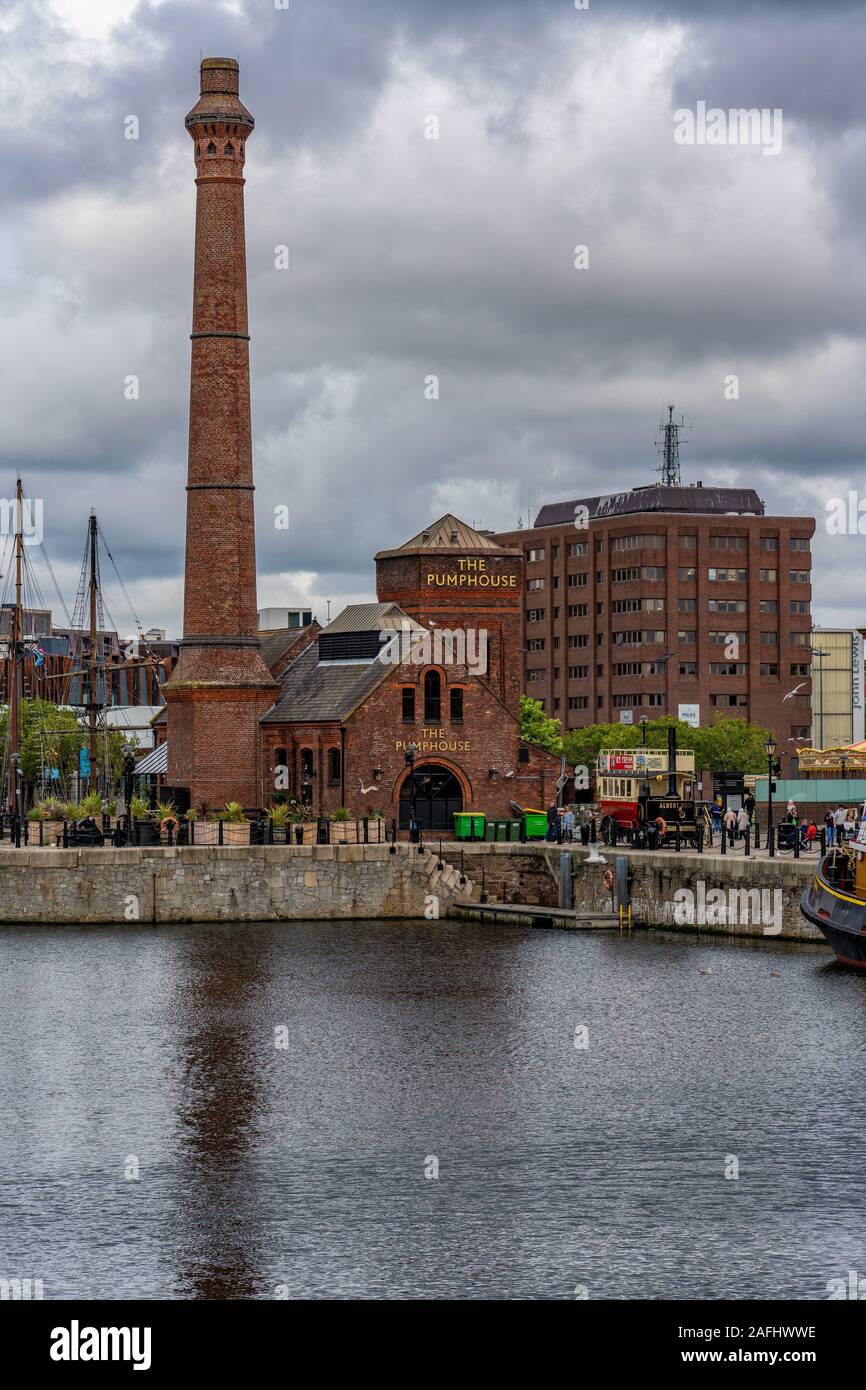 LIVERPOOL, UNITED KINGDOM - AUGUST 11: View of the famous Pump House ...