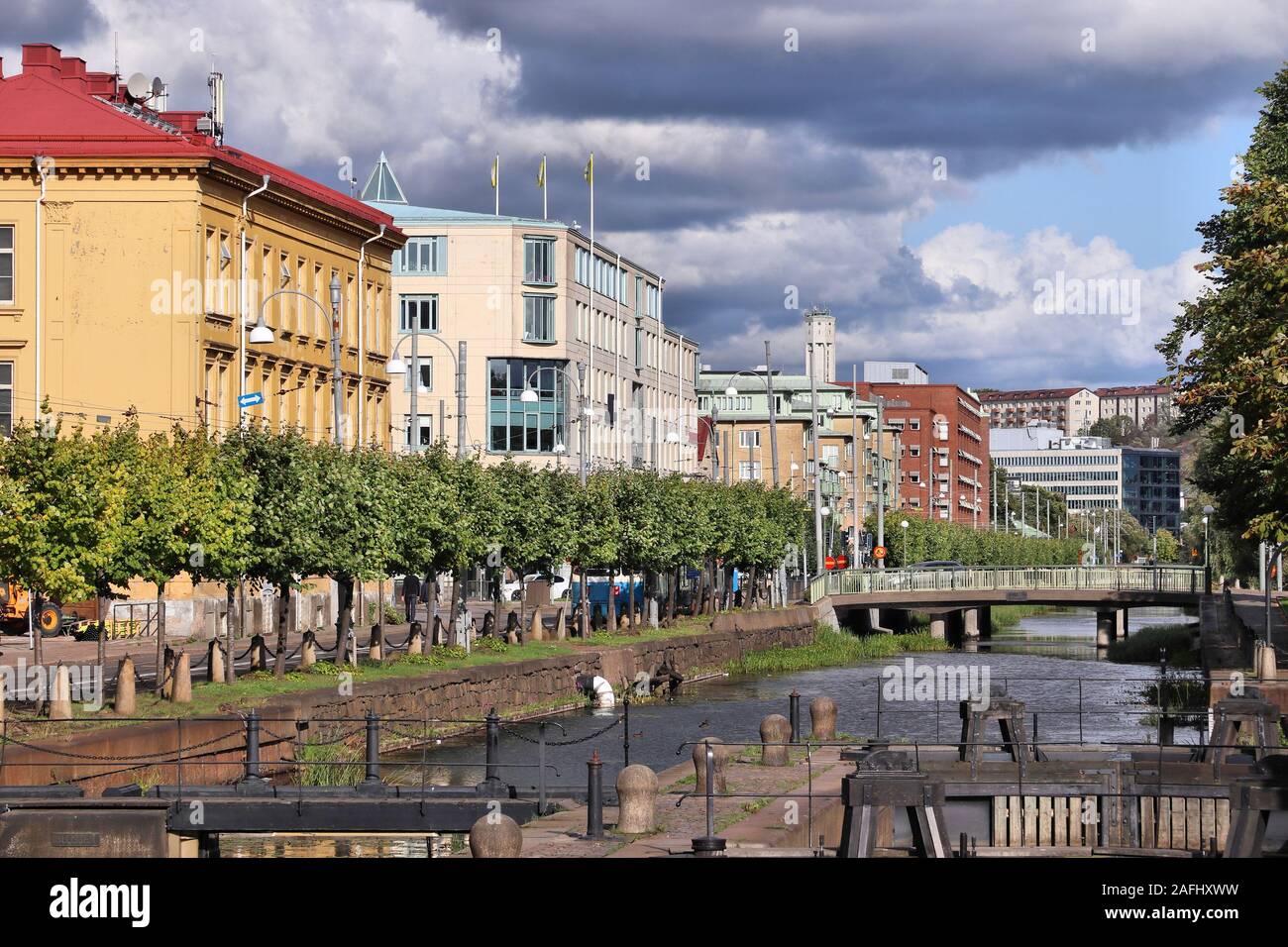 Gothenburg city in Sweden. Canal locks and bridges Stock Photo - Alamy
