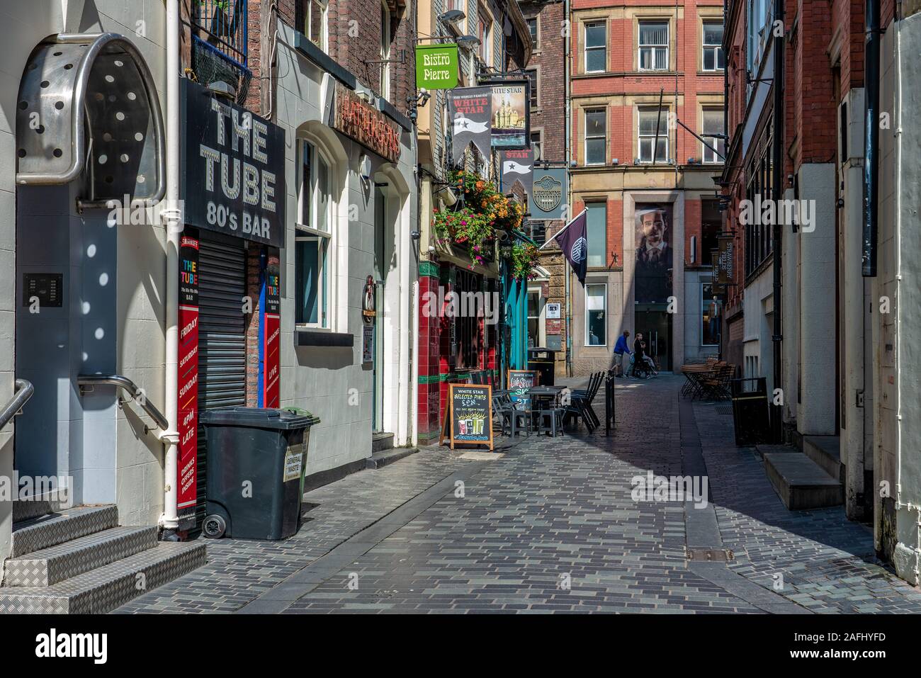 LIVERPOOL, UNITED KINGDOM - AUGUST 13: This is a small street in the ...