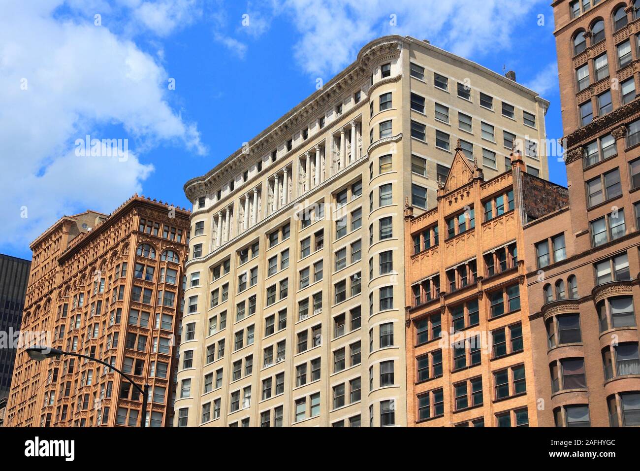 Chicago, Illinois (USA). Old city architecture at Dearborn Street Stock ...