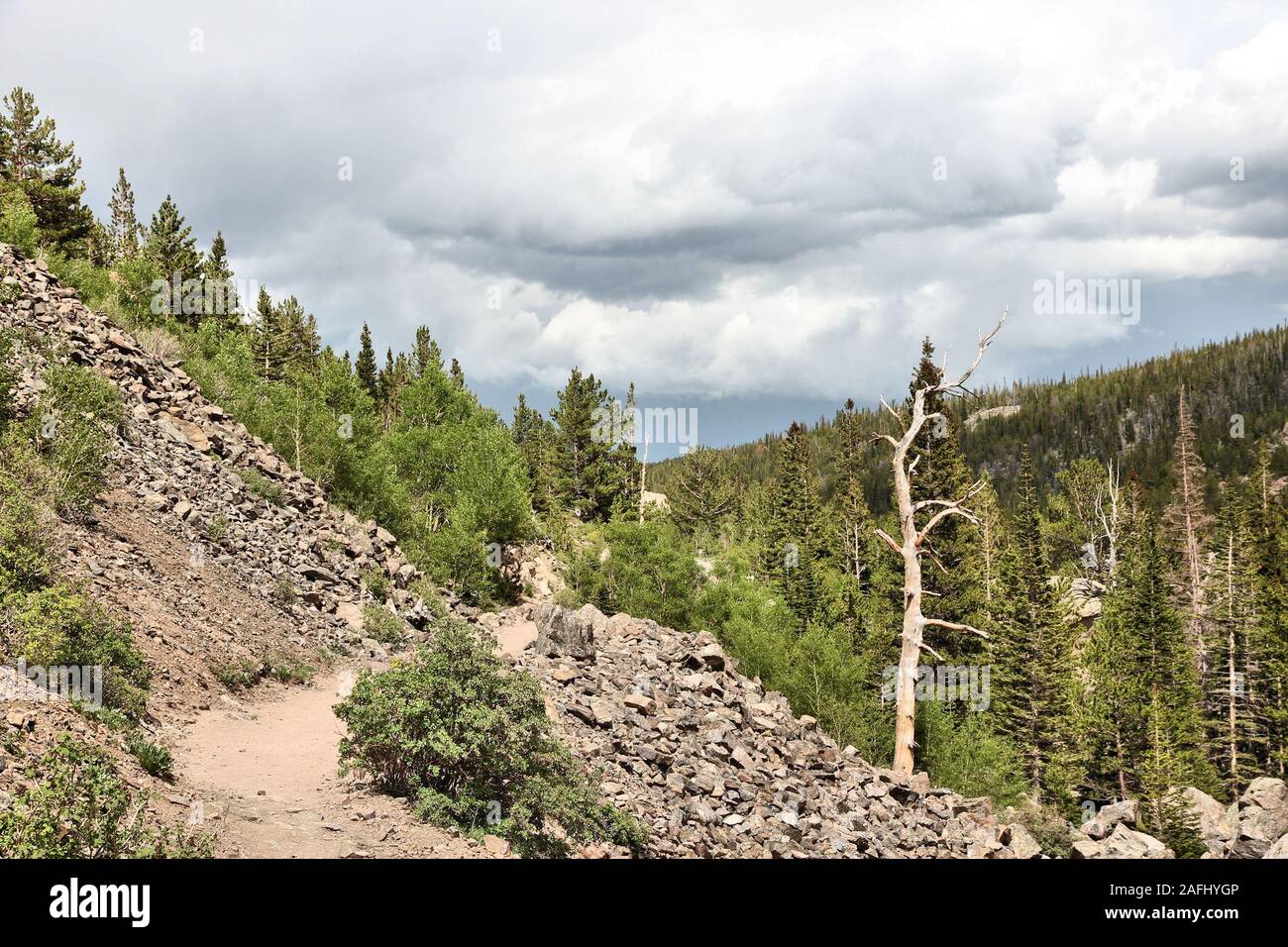 Rocky Mountain National Park in Colorado, USA. Hiking trail path Stock ...