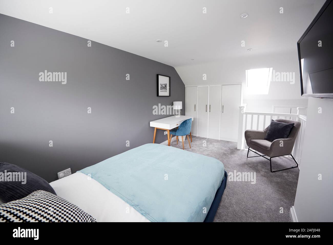 Interior of a house, bedroom,elevated view Stock Photo - Alamy