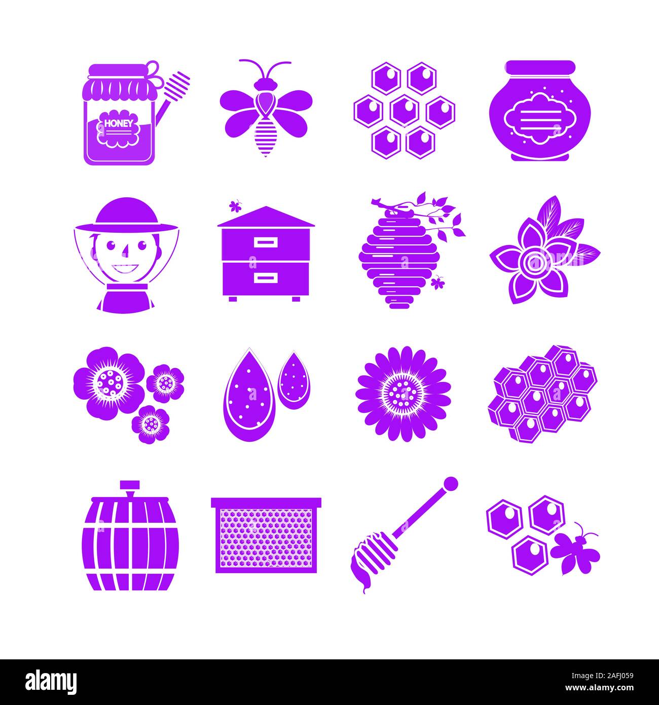 Beekeeping farm icons set cartoon hi-res stock photography and images ...