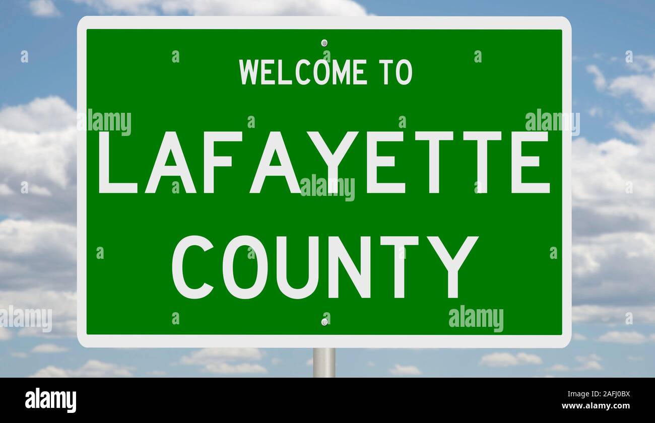Rendering of a green 3d highway sign for Lafayette County Stock Photo ...