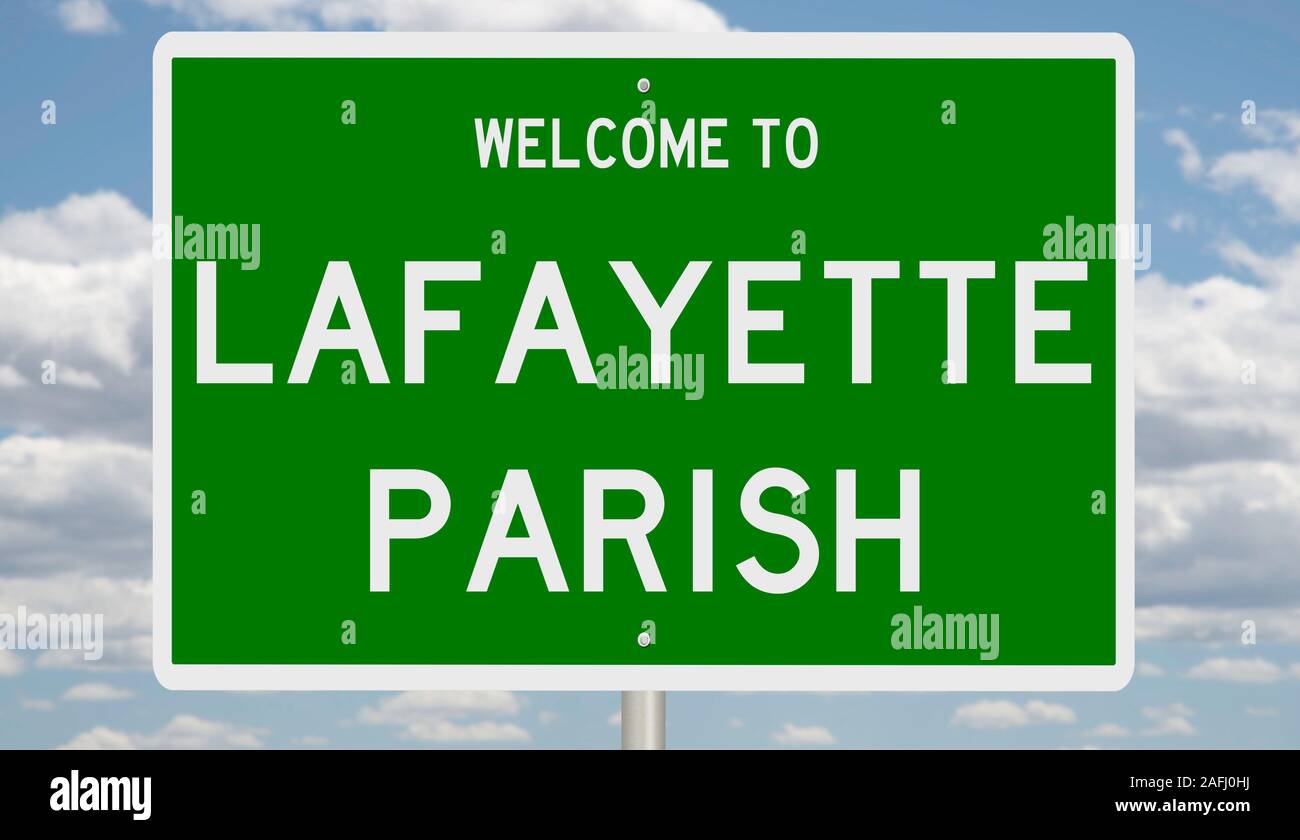 Rendering of a green 3d highway sign for Lafayette Parish in Louisiana ...