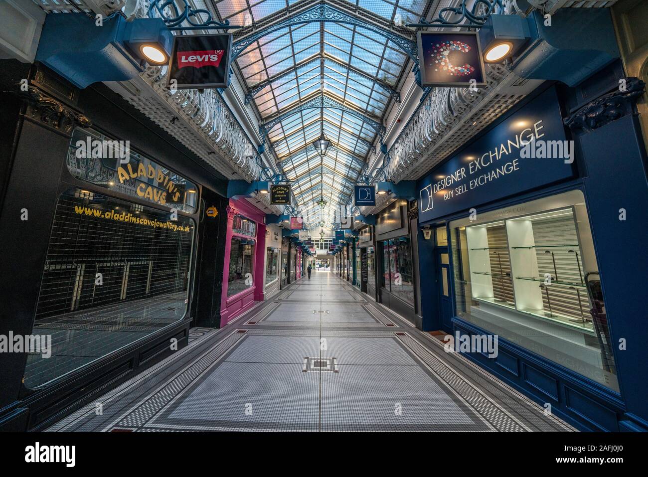 LEEDS, UNITED KINGDOM - AUGUST 13: This is a shopping arcade, one of ...