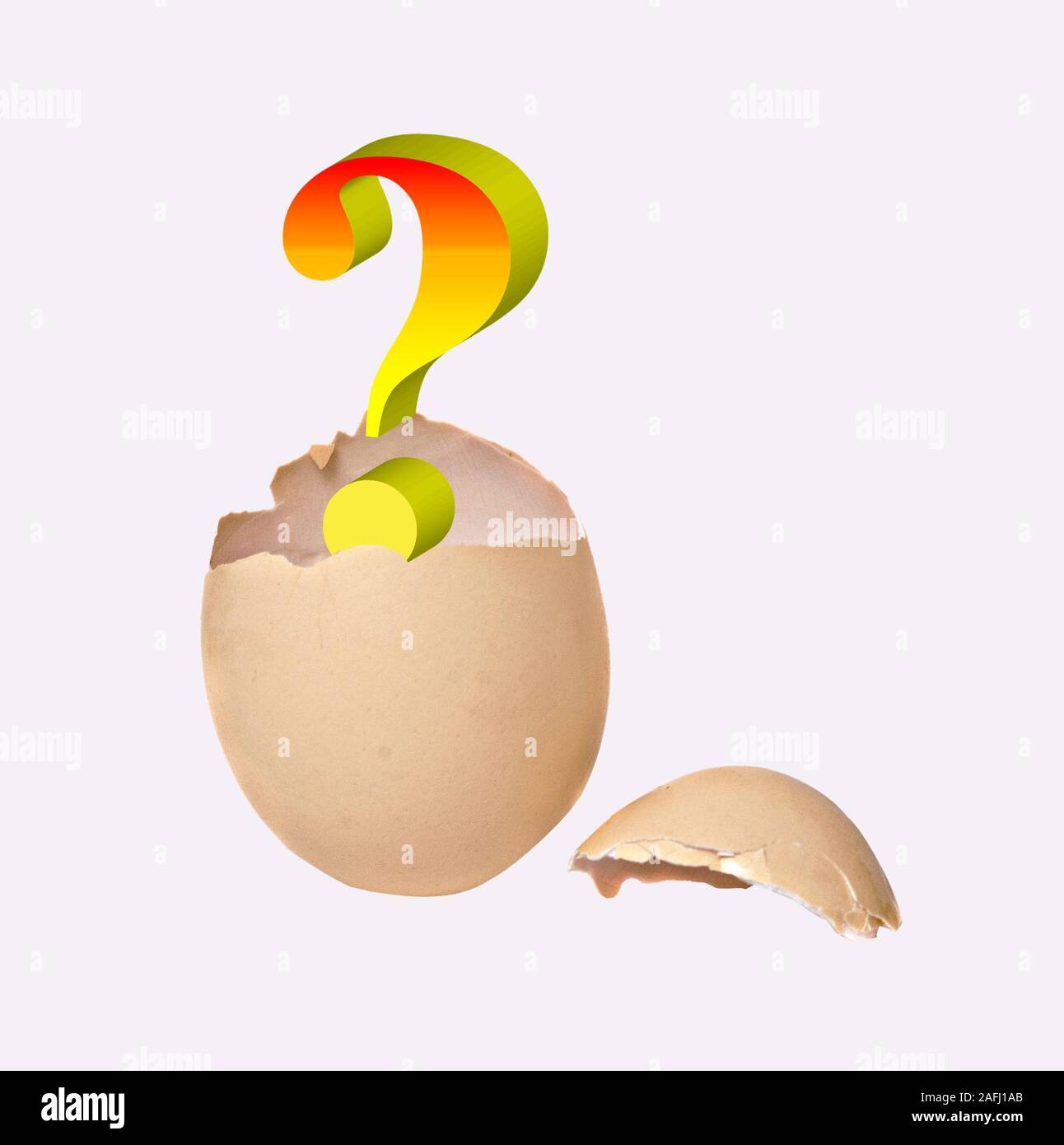 Question mark hathing from egg Stock Photo - Alamy