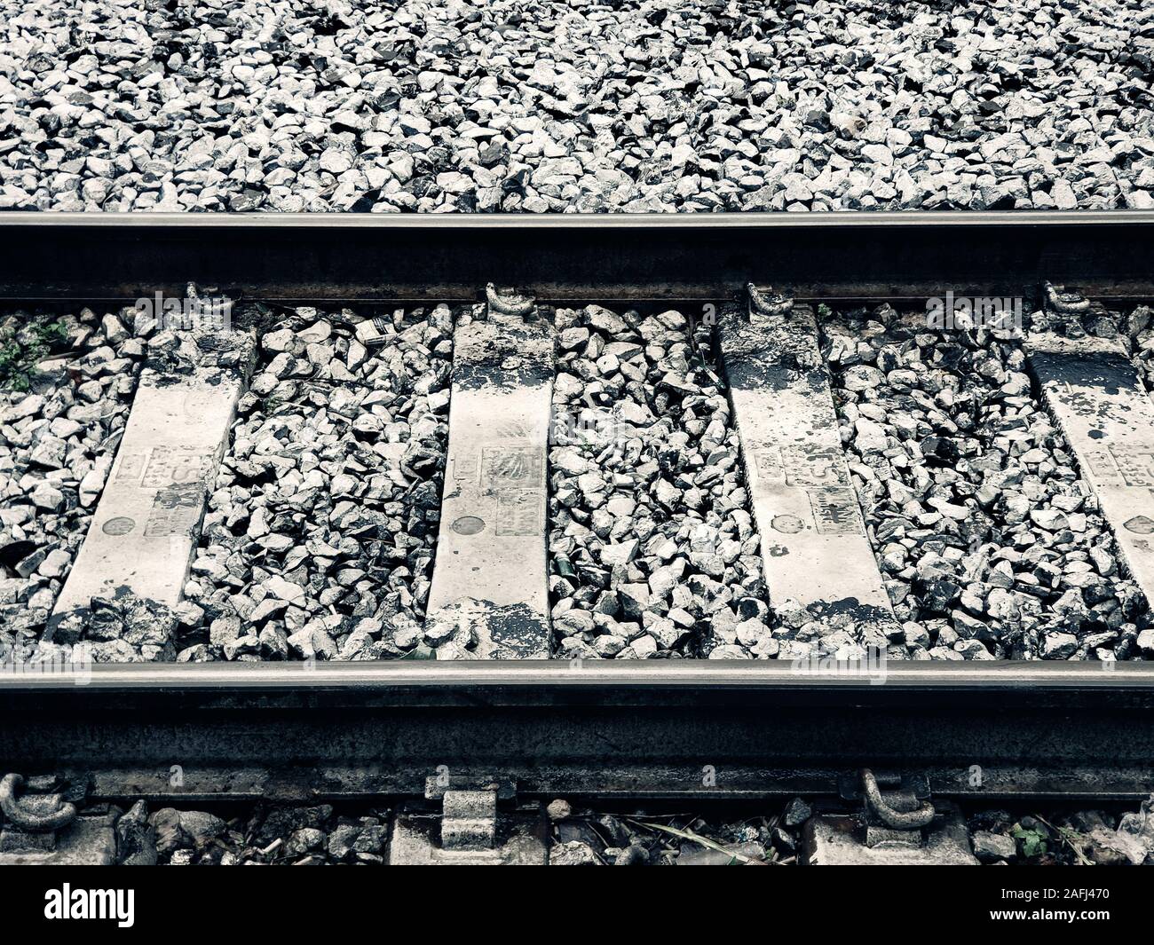 Vintage view of railway line structure detail, transport concept ...