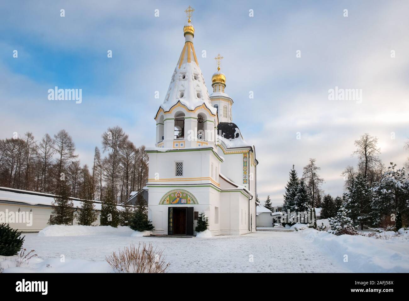 Winter view of the Church of the Assumption of the Blessed Virgin Mary ...
