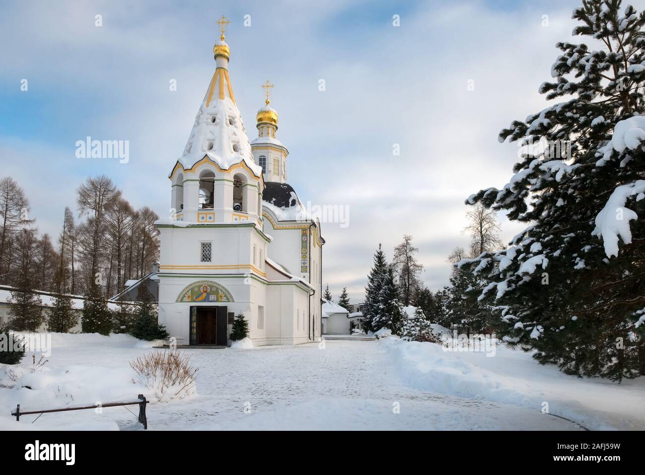 Winter view of the Church of the Assumption of the Blessed Virgin Mary ...