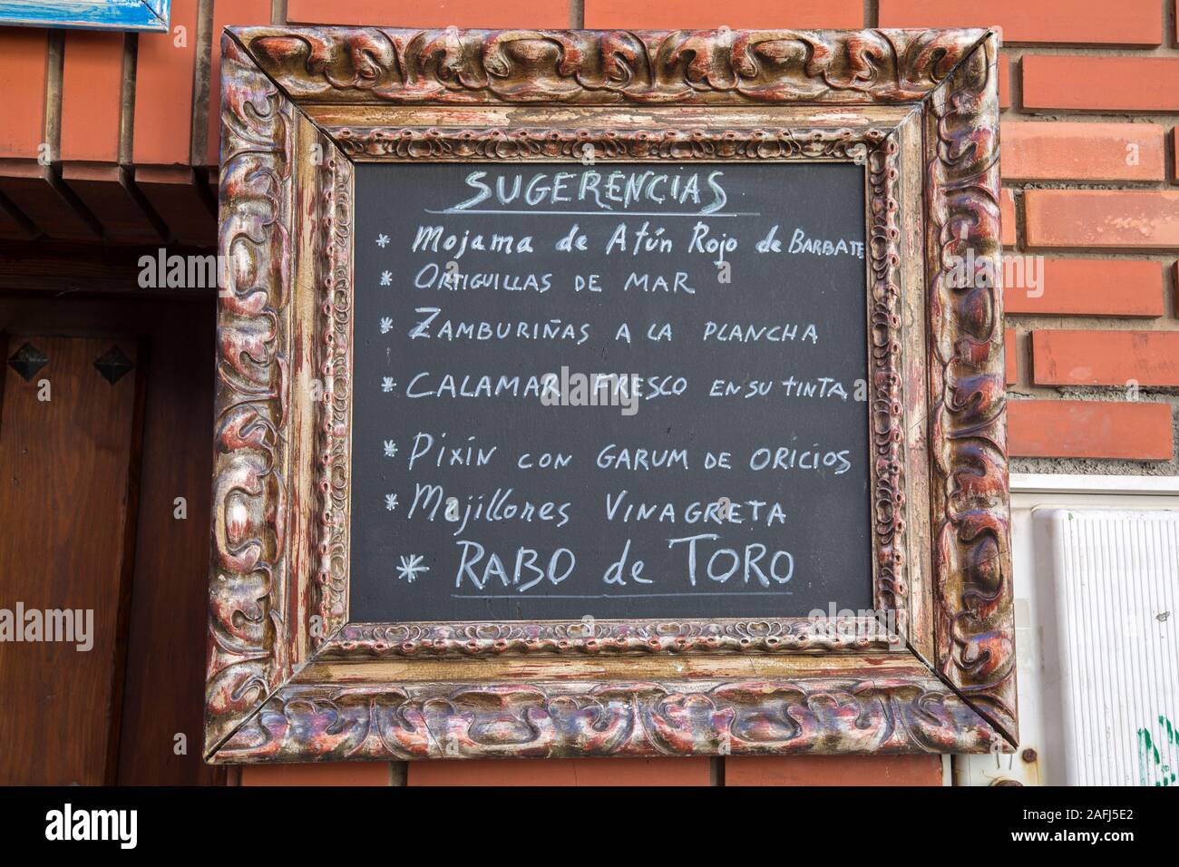 Spanish Restuarant Menu Sign; Spain Stock Photo - Alamy